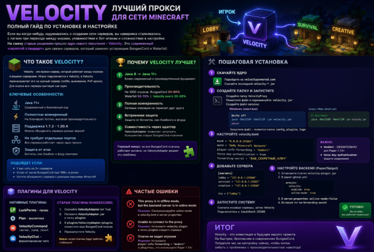 Velocity для Minecraft: полный гайд по установке и настройке прокси ...